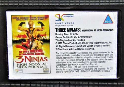 Movies - 3 Ninjas - Hulk Hogan - VHS Tape (1998) was sold for R30.00 on ...
