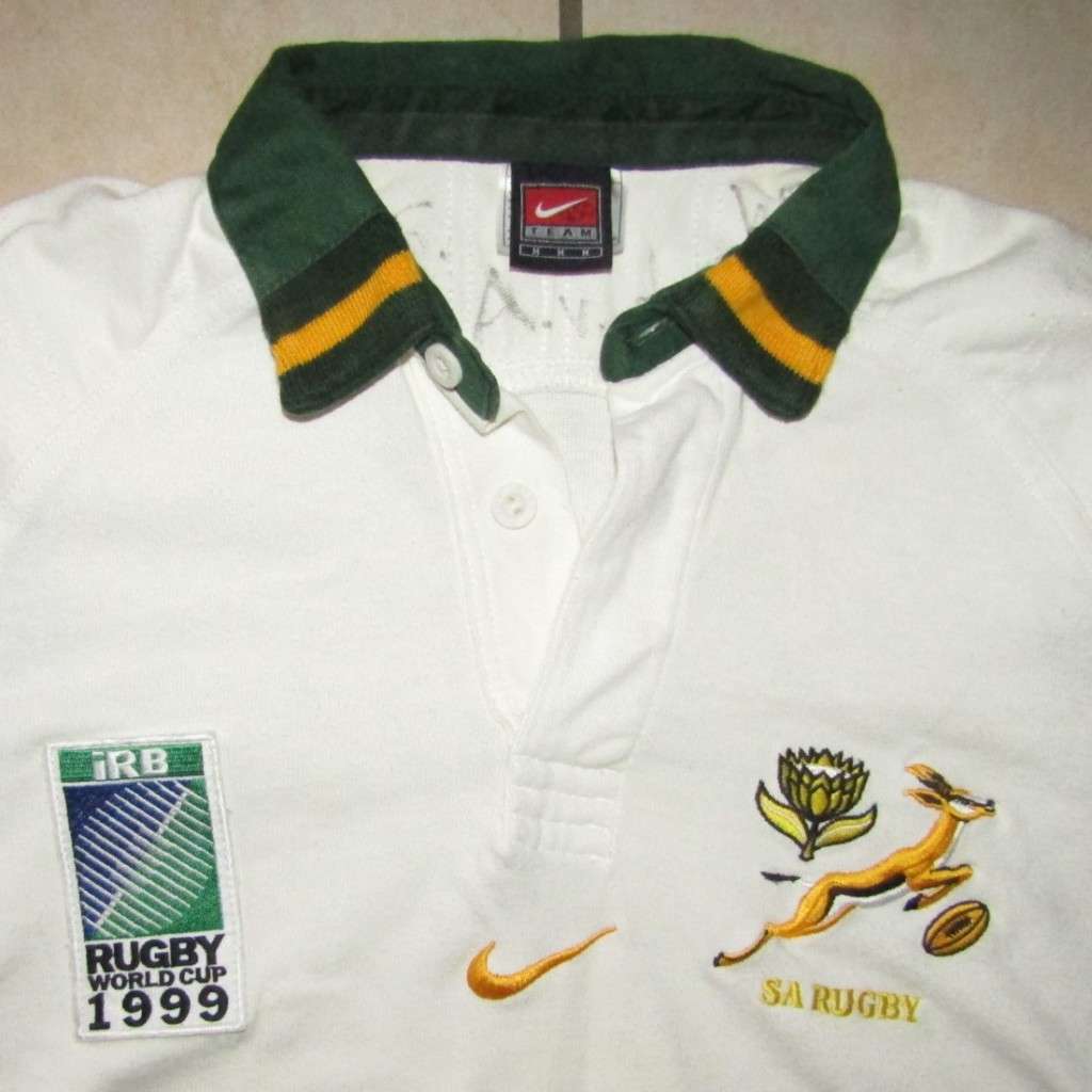 Sporting Memorabilia - 1999 World Cup Nike White Springbok Rugby Jersey ...