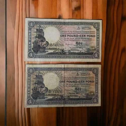 ZAR Bank Notes - Rare vintage collectors 1940`s South African One pound ...