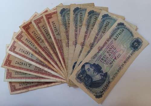 TW de Jongh - Rare vintage collectors South African One & Two Rand ...