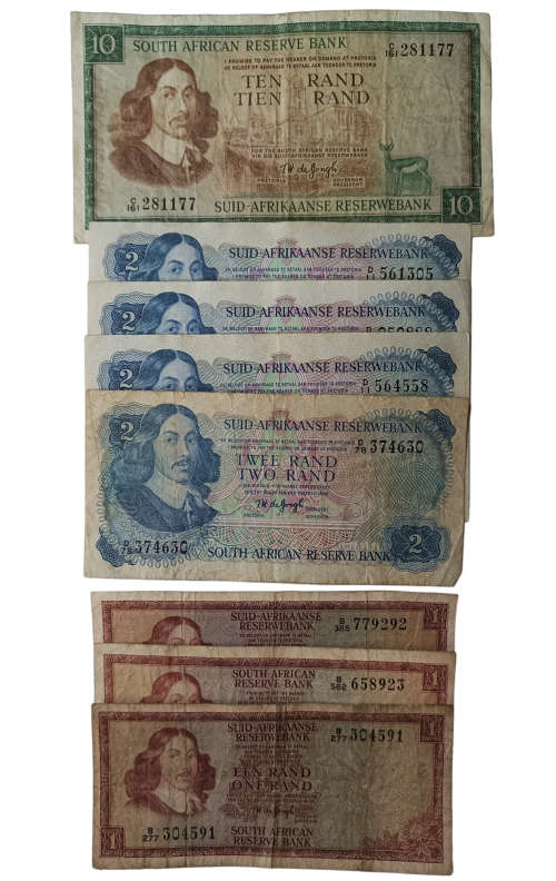 TW de Jongh - Rare Collectors South African Ten, Two and One Rand notes ...