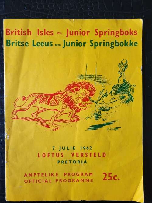 Sporting Memorabilia - Rugby programme Junior Springboks vs British ...