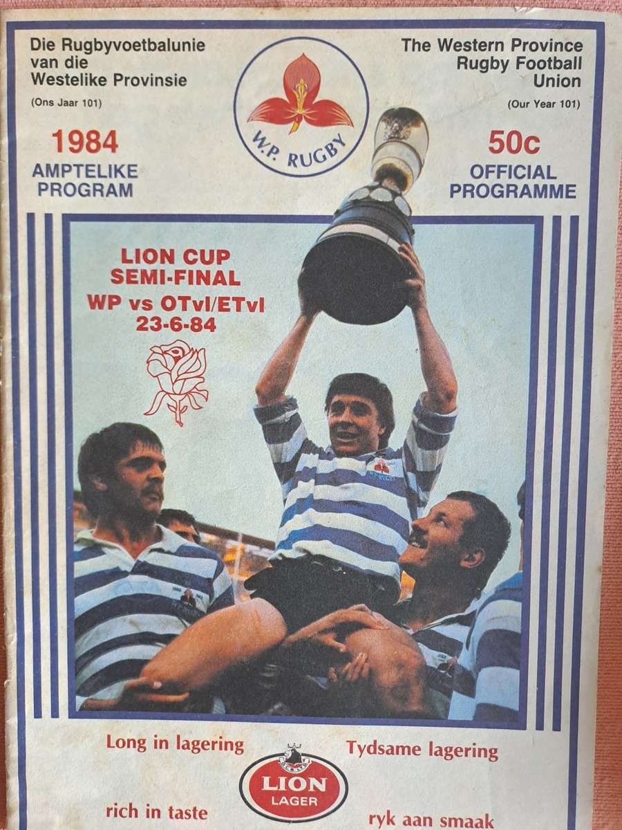 Sporting Memorabilia - Rugby programme WP v Eastern Transvaal Lion Cup ...