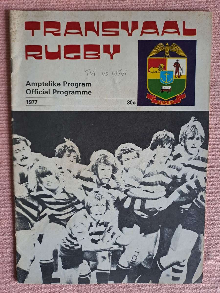 Sporting Memorabilia - Rugby programme - Transvaal v Northern Transvaal ...