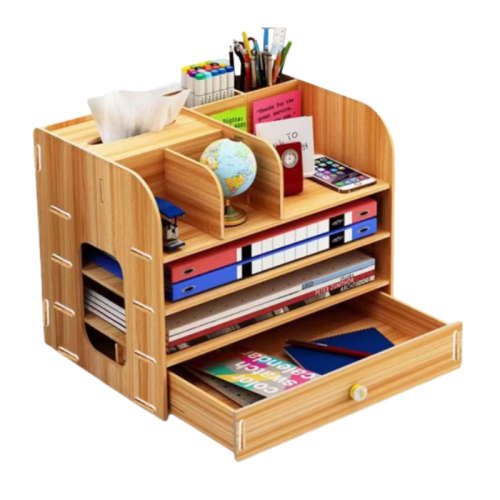 Furniture - Wooden File Rack DIY File Folder Storage Box Wooden Desktop ...