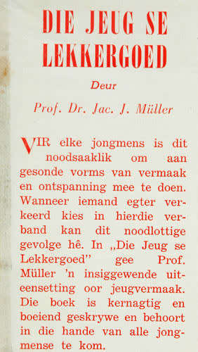 Africana - DIE JEUG SE LEKKERGOED -- Prof Jac Muller for sale in ...
