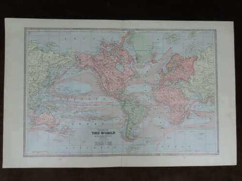 Maps - 1884 Chart of The World, Excellent condition, Original Cram Map ...