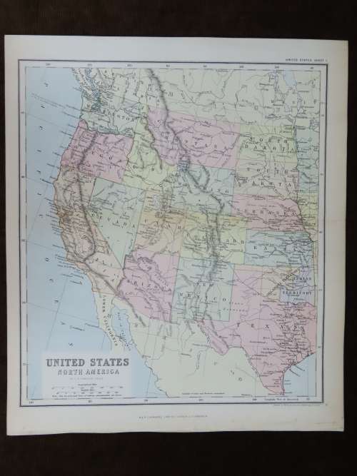 Maps - 1892 Map of The United States of America USA, Excellent ...