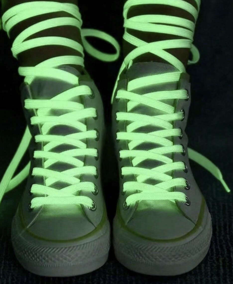 Stickers, Glitter & Embellishments - Green Glow-in-the-Dark Shoe Laces ...