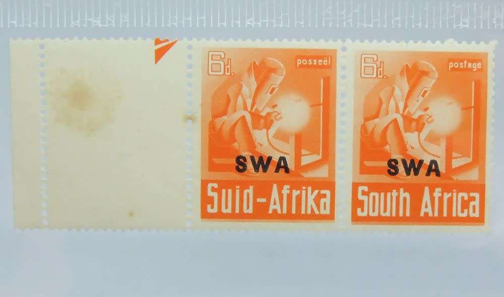 Republic of South Africa - 1943 South Africa 6d bilingual pair with SWA ...