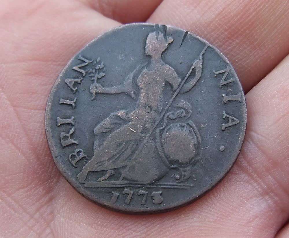 Great Britain - Rare !! A 1773 Britain 1/2 Penny - King George III ...