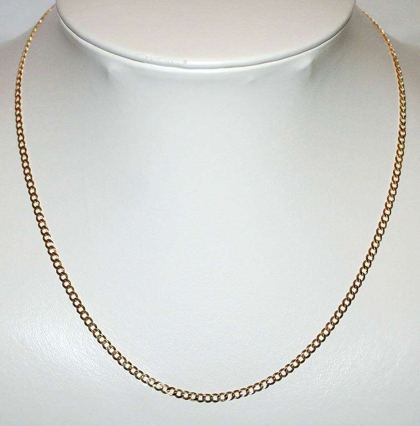 Chains & Necklaces - 9k / 9ct gold Curb CHAIN: 3mm wide, 60cm was ...
