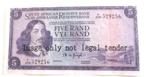 TW de Jongh - A SOUTH AFRICAN R5 BANKNOTE was listed for R45.00 on 15 ...
