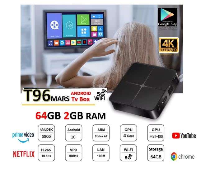 TV Boxes & Digital Media Players - T96 Mars 4K HD 5G Wifi Smart TV Box ...