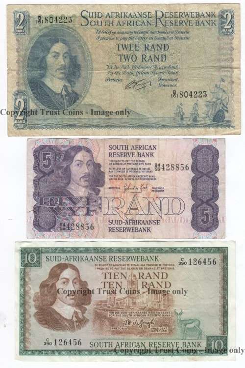 Other South African Bank Notes - Lot of 10 old South African banknotes ...