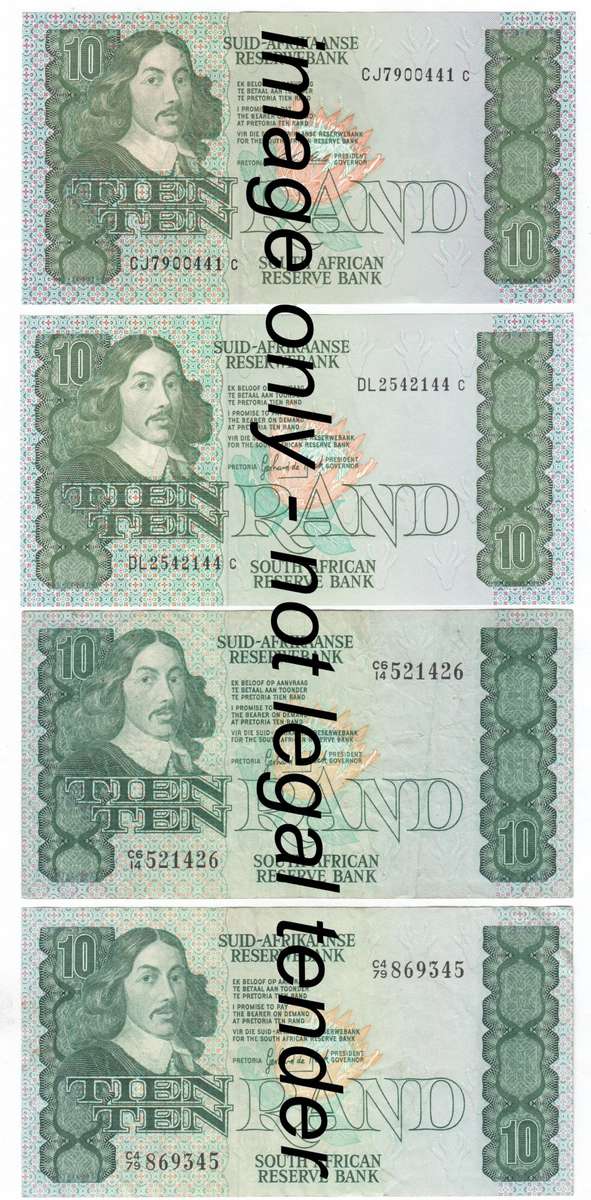 Other South African Bank Notes - Full set of R10 notes - All reasonable ...