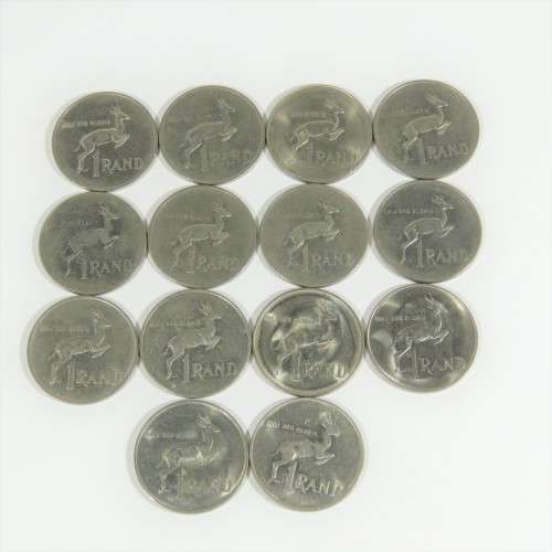 One Rand - Lot of 14 RSA R1 nickel coins - 1977 to 1990 was sold for ...
