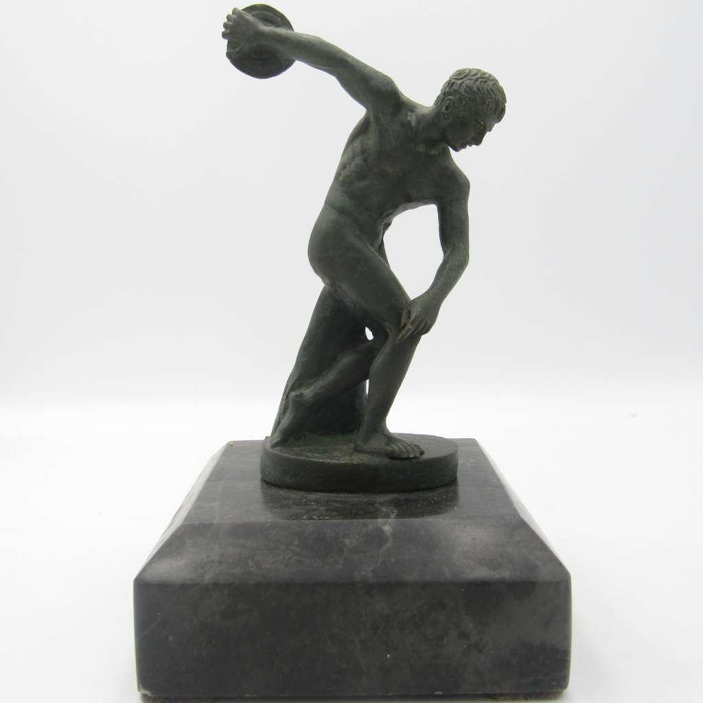 Sculptures & Carvings - Vintage bronze discus thrower sculpture on ...