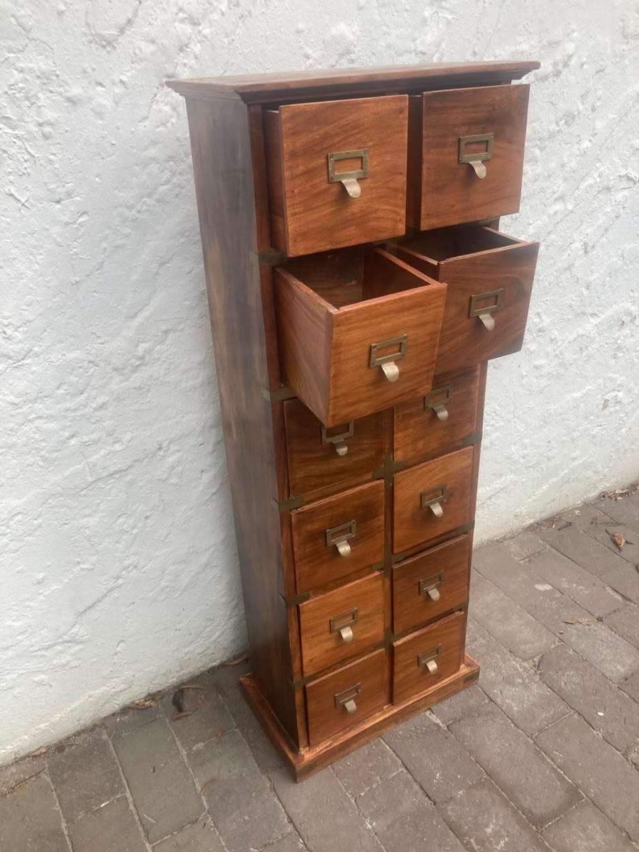 Cabinets - Vintage Walnut 12 Drawer Filing Cabinet ( 110 x 42 x 22 cm ...