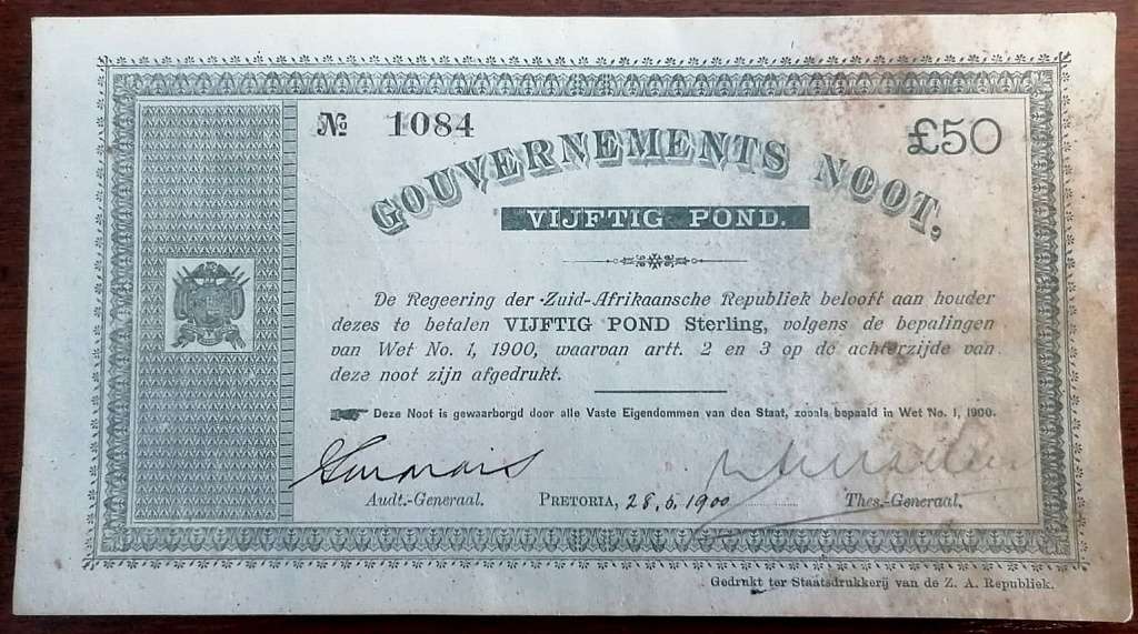 ZAR Bank Notes - ZAR 50 Pounds Note 1900 for sale in Cape Town (ID ...