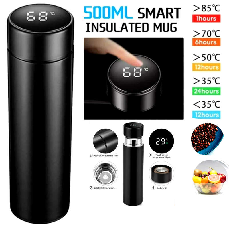 Water Bottles - Stainless Steel Thermos Smart Water Bottle Leakproof ...