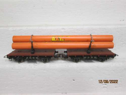 Rolling Stock - HO SCALE : LIMA : TWIN WAGON WITH PIPE LOAD was listed ...