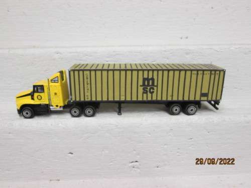 Scenery - HO SCALE : YELLOW ROAD TRUCK WITH MSC CONTAINER TRAILER was ...