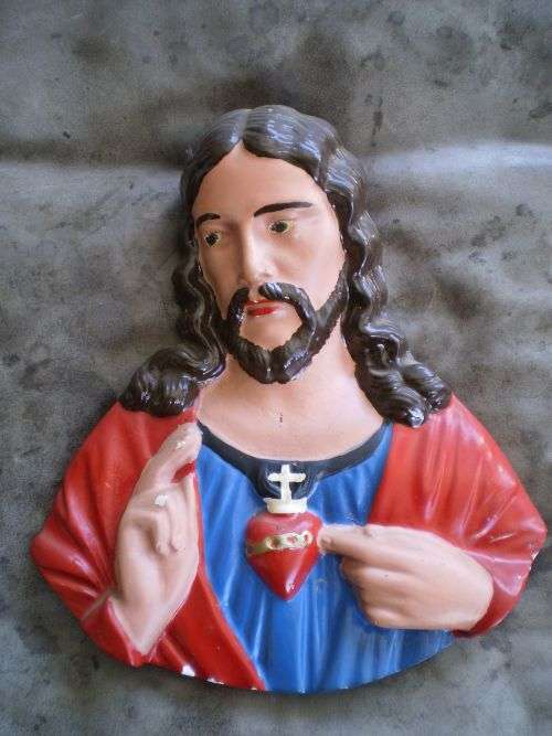 Other Ornaments - Collectable 1950s Face Of Jesus Bleeding Heart ...