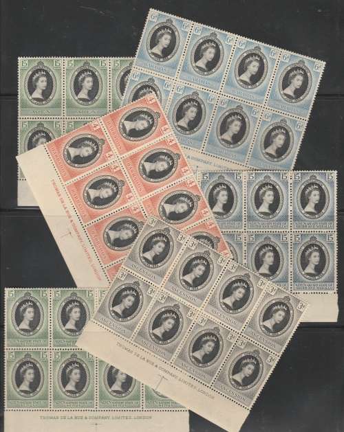 Colonial Britain - COMMONWEALTH CORONATION MINT BLOCKS OF 8 {30} BLOCKS ...