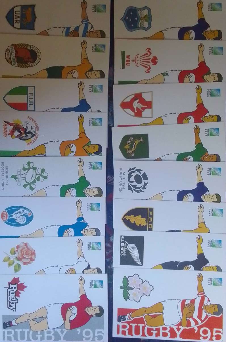 Republic of South Africa - RSA 1995 full set rugby world cup post cards ...