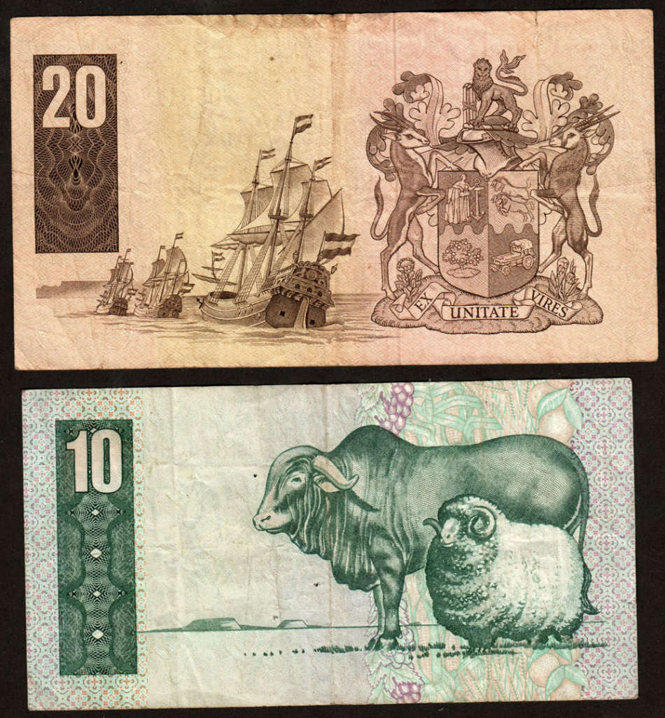 Other South African Bank Notes - SA Republic: Four Banknotes R20, R10 ...