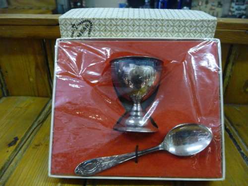 Silver - EM ESS Plate Baby Egg Hoder and Spoon. Never been used, in ...