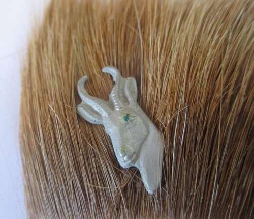 Other Africana - Metal Springbok head on Real Springbok hair cuff with ...