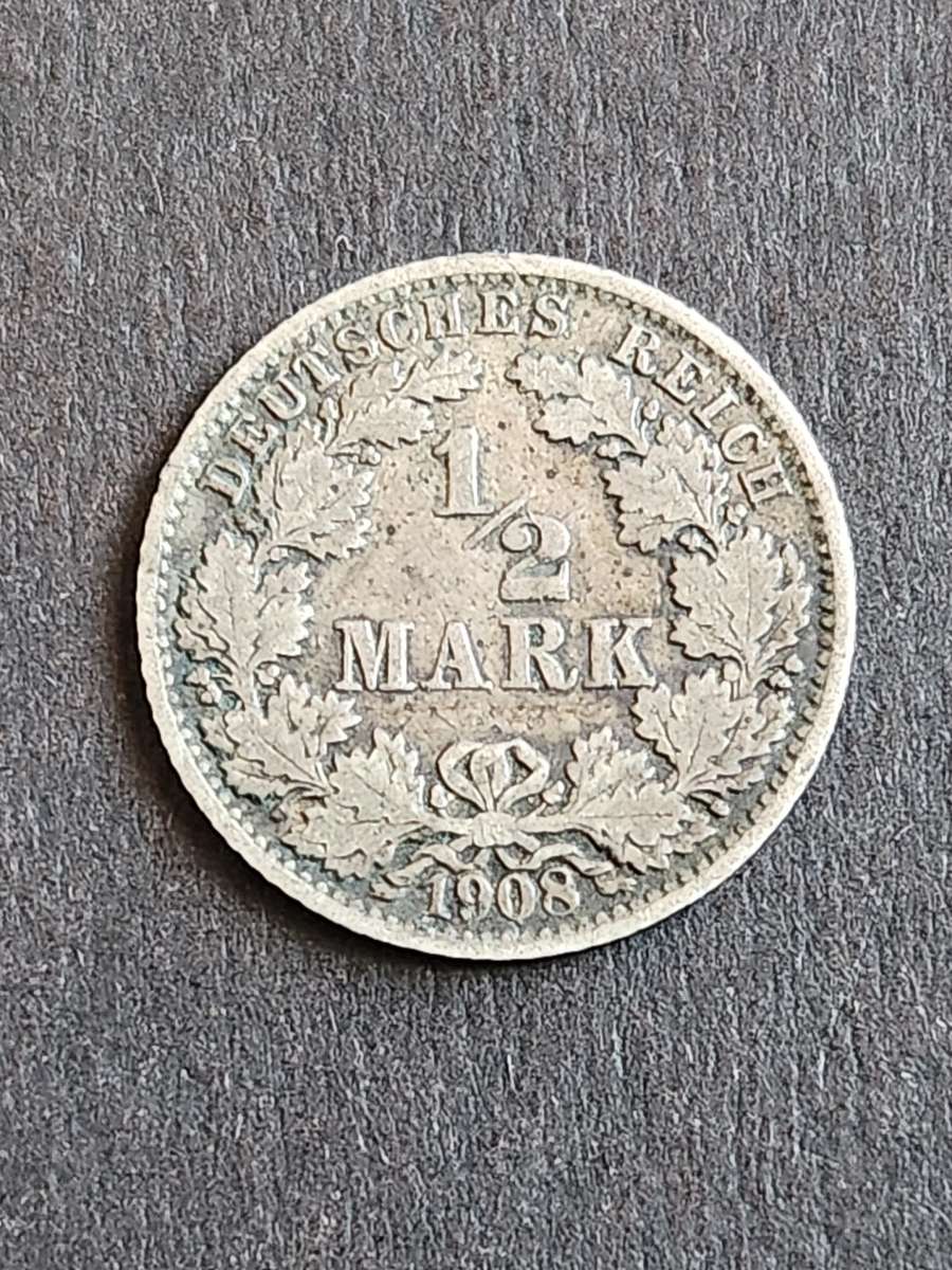 Europe - Deutsches Reich 1/2 Mark 1908 Silver - as per photograph was ...