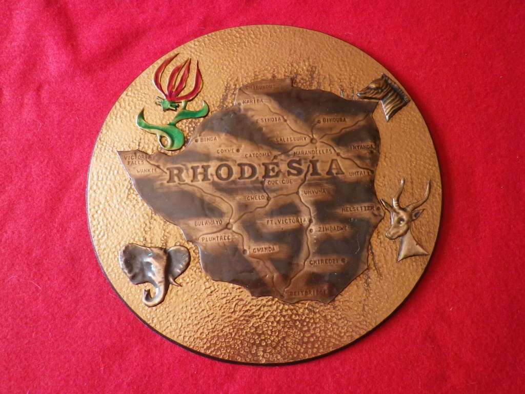 Plaques - RHODESIAN COMMEMORATIVE COPPER ON BOARD DISPLAY - MAIN CITIES ...