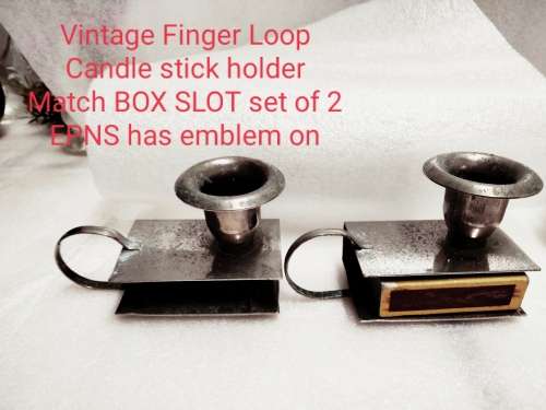 Candlesticks & Candle Snuffers - 2 EPNS Finger loop candle holder match ...