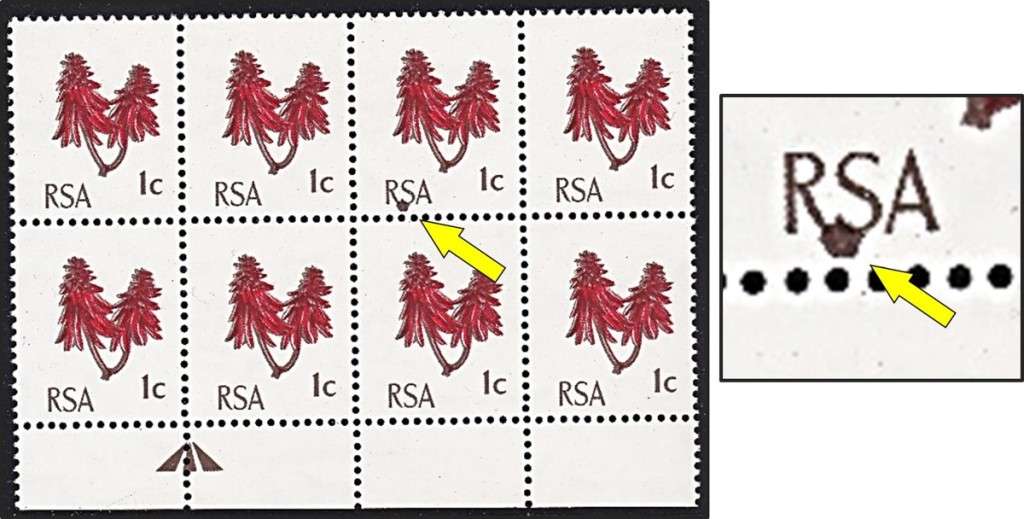 Republic of South Africa - 1972 RSA 1c UMM(**) Block with RARE Gold ...