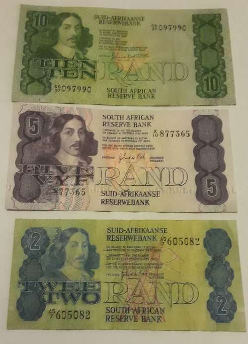 ZAR Bank Notes - 1981 to 1989 GPC de Kock R2, R5 and R10 Banknotes was ...