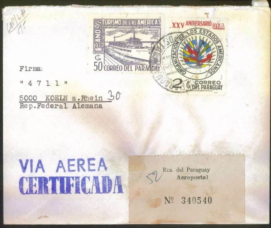 Paraguay - Postal History Asuncion - Paraguay Aereo for sale in ...