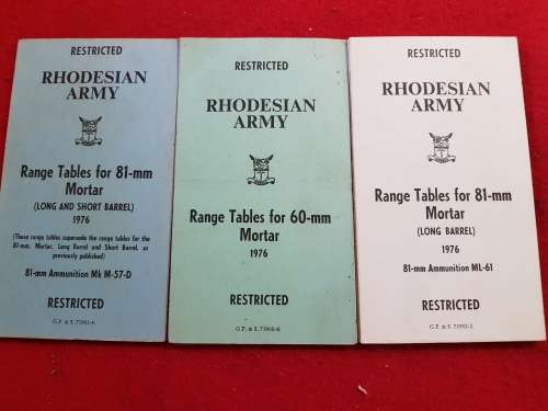 Documents & Literature - RHODESIA; RHODESIAN ARMY MORTAR RANGE CHARTS ...