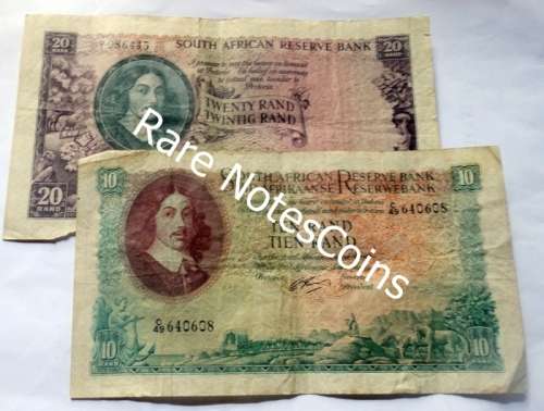 Other South African Bank Notes - Two South African Old R10 & R20 Note ...
