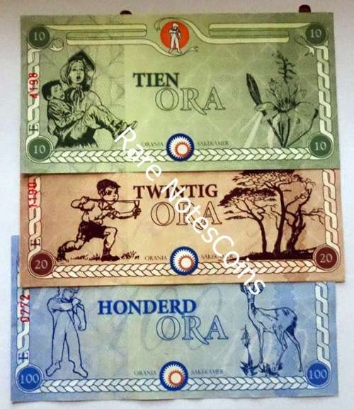 Africa - Same Number Ora 10 20 50 100 Ora From Orania was sold for R153 ...