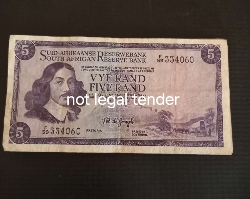 TW de Jongh - 10 TW De Jongh Five Rand Banknotes. was sold for R285.00 ...