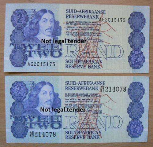 GPC de Kock - Pair of G de Kock 2nd Issue R2 notes - UNC, A5 & AG for ...