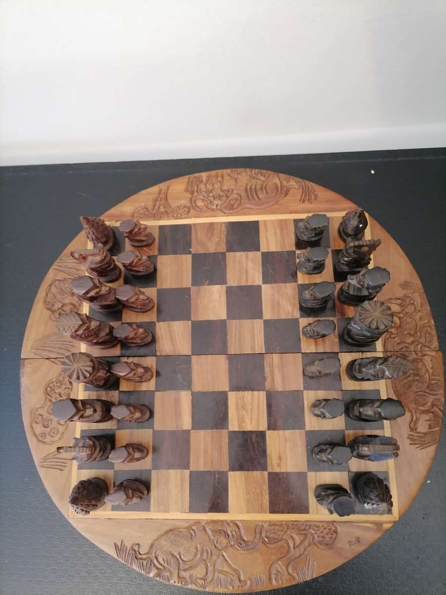 Chess, Draughts & Checkers - AMAZING CHESS SET HAND MADE COMPLETED BY R. S - With storage ...