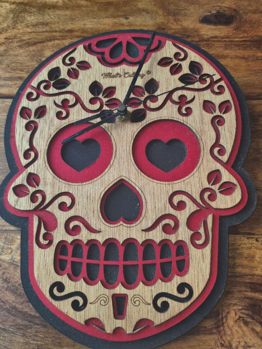 Cuckoo & Wall Clocks - Sugar Skull Day of The Dead Wall Clock Battery ...
