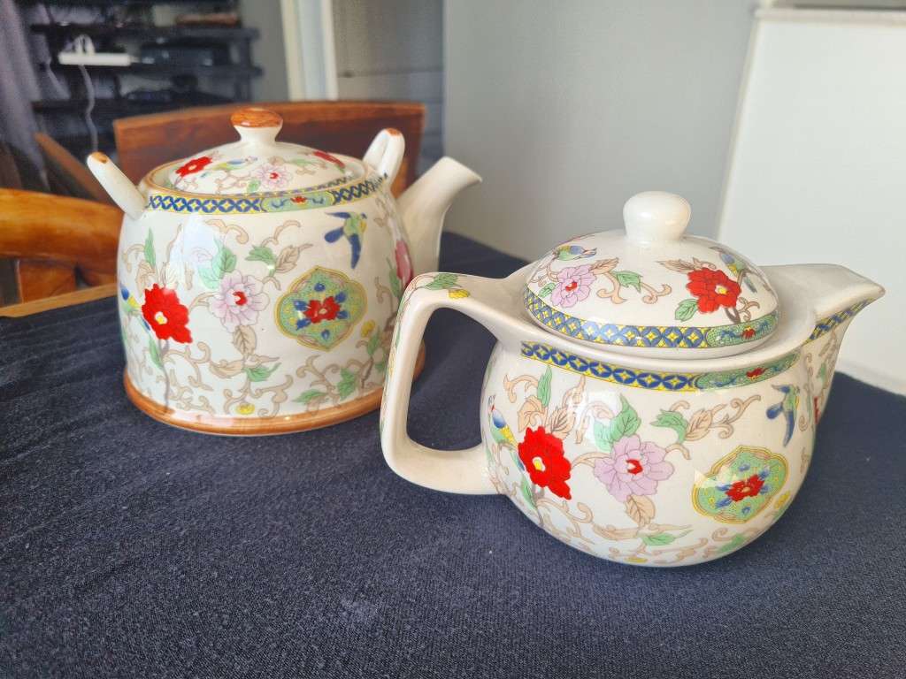 Oriental Porcelain - Two Porcelain Floral Yunomi Tea Pots with makers ...