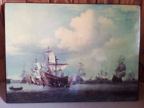 Prints - High Definition Print of Ancient Galleons at Sea Battle was ...