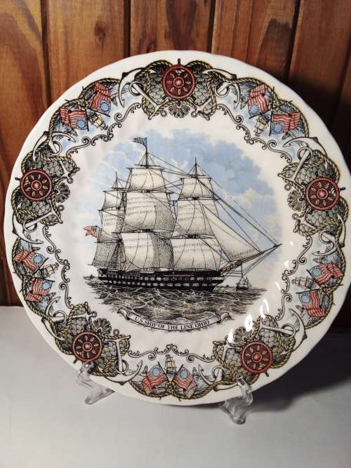 English Porcelain - Churchill Tall Ships Plate `U.S Ship of the Line ...