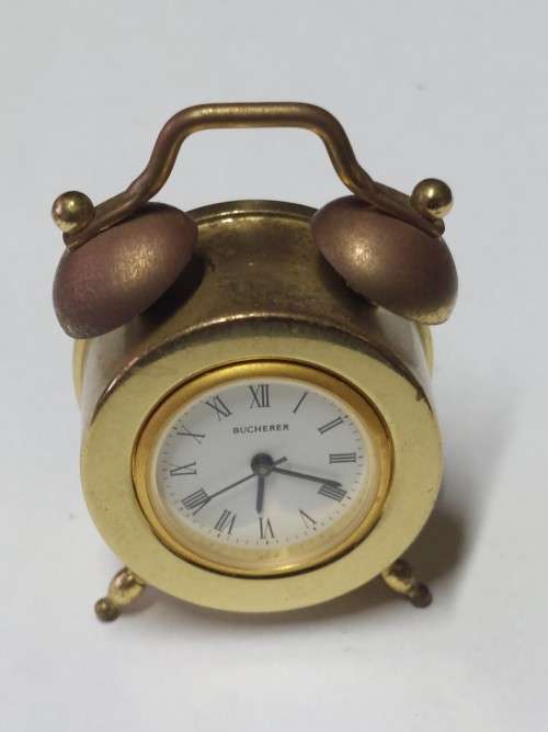 Other Clocks - Vintage Miniature brass Bucherer quartz desk clock was ...